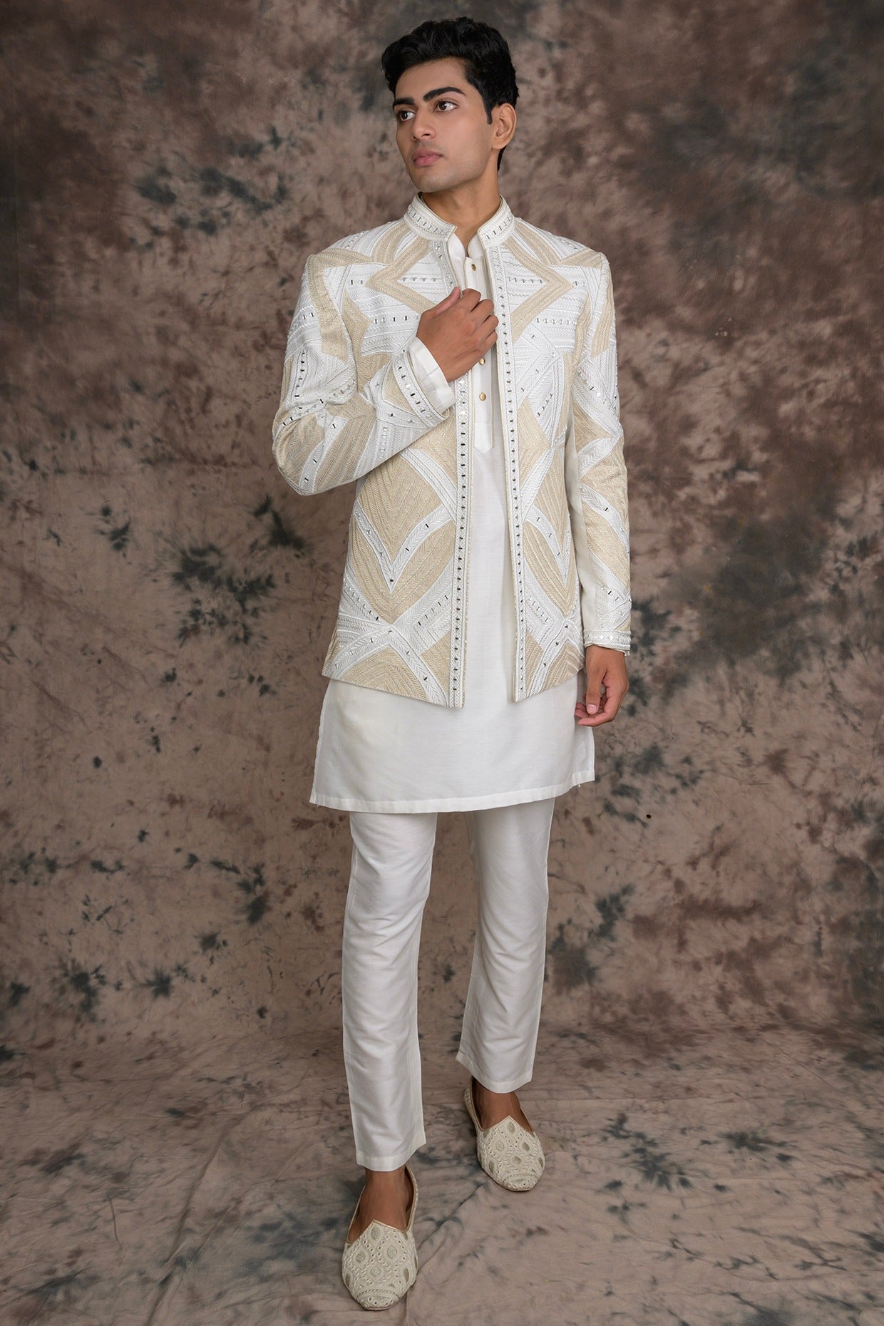 Paramount Short Open Jacket & Kurta Set – Royal Blues