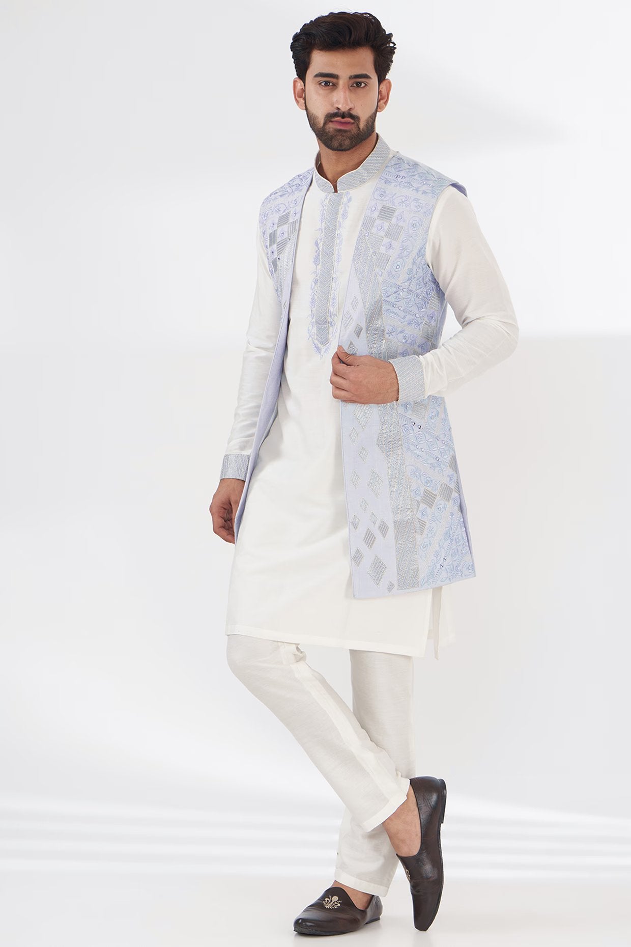 Signature Long Jacket & Kurta Set – Royal Blues